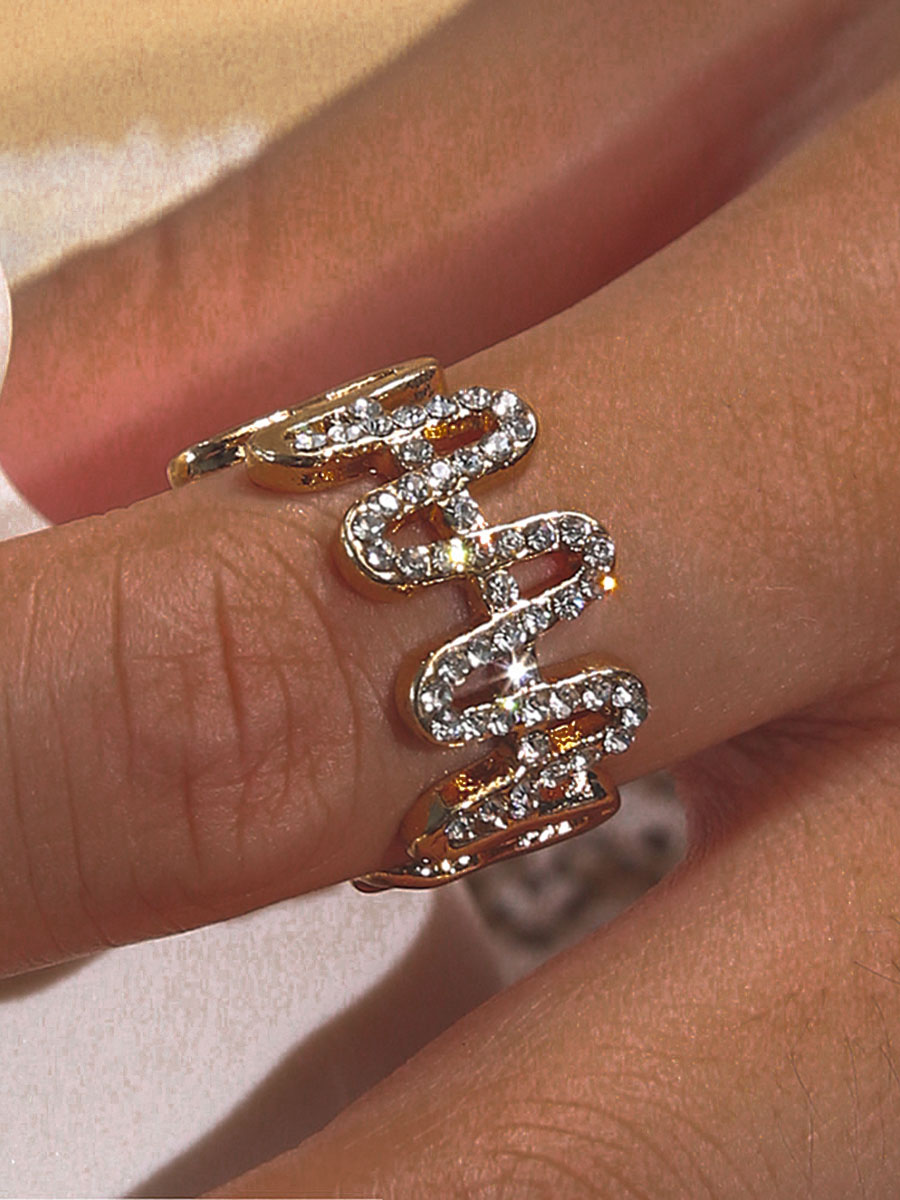 LW Metal Crystal Wave Shape Ring Sale | LovelyWholesale