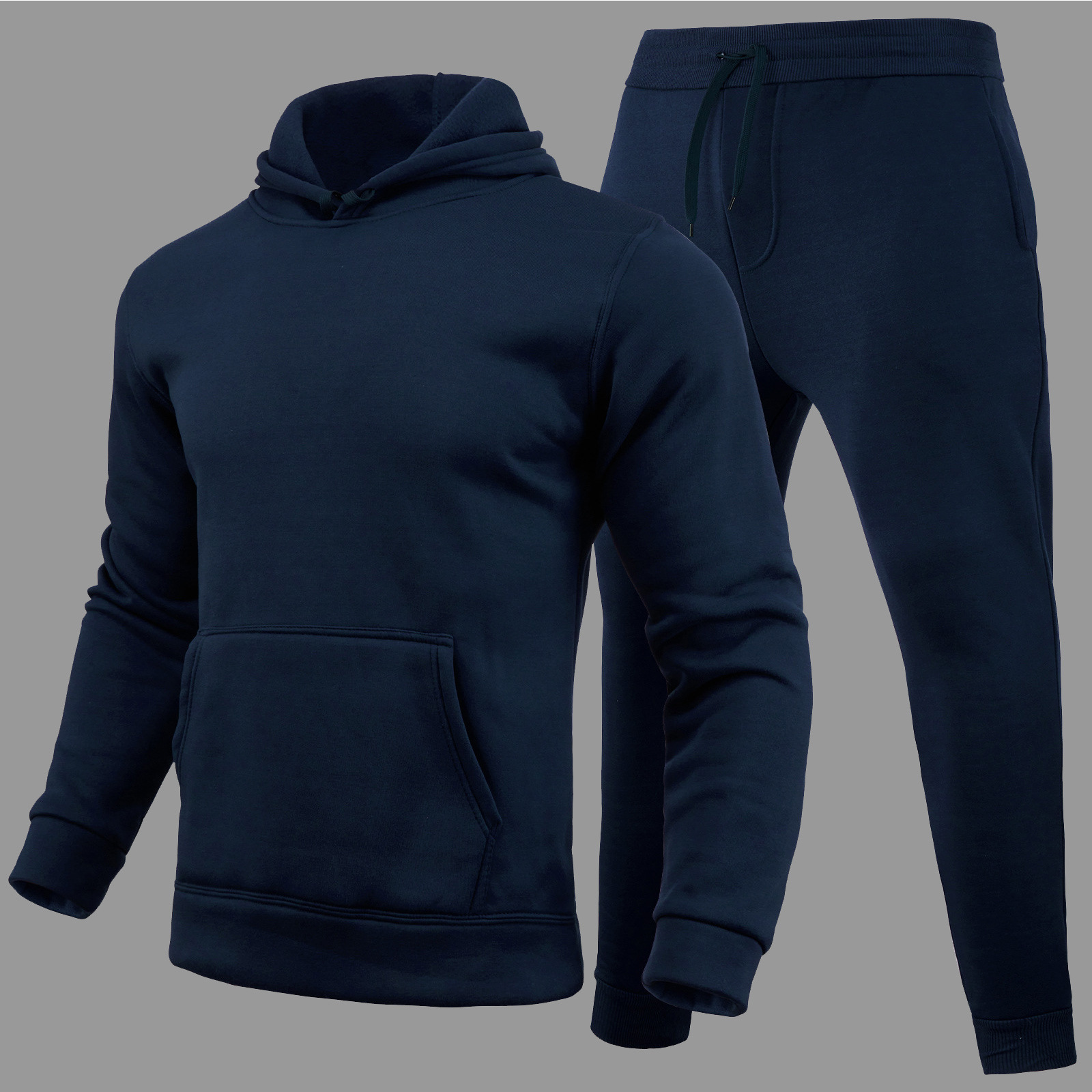 LW BASICS Men Hooded Collar Kangaroo Pocket Tracksuit Set Sale ...