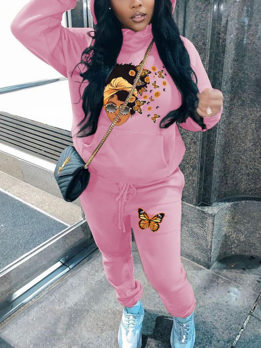 LW Figure Butterfly Print Tracksuit Set Sale | LovelyWholesale