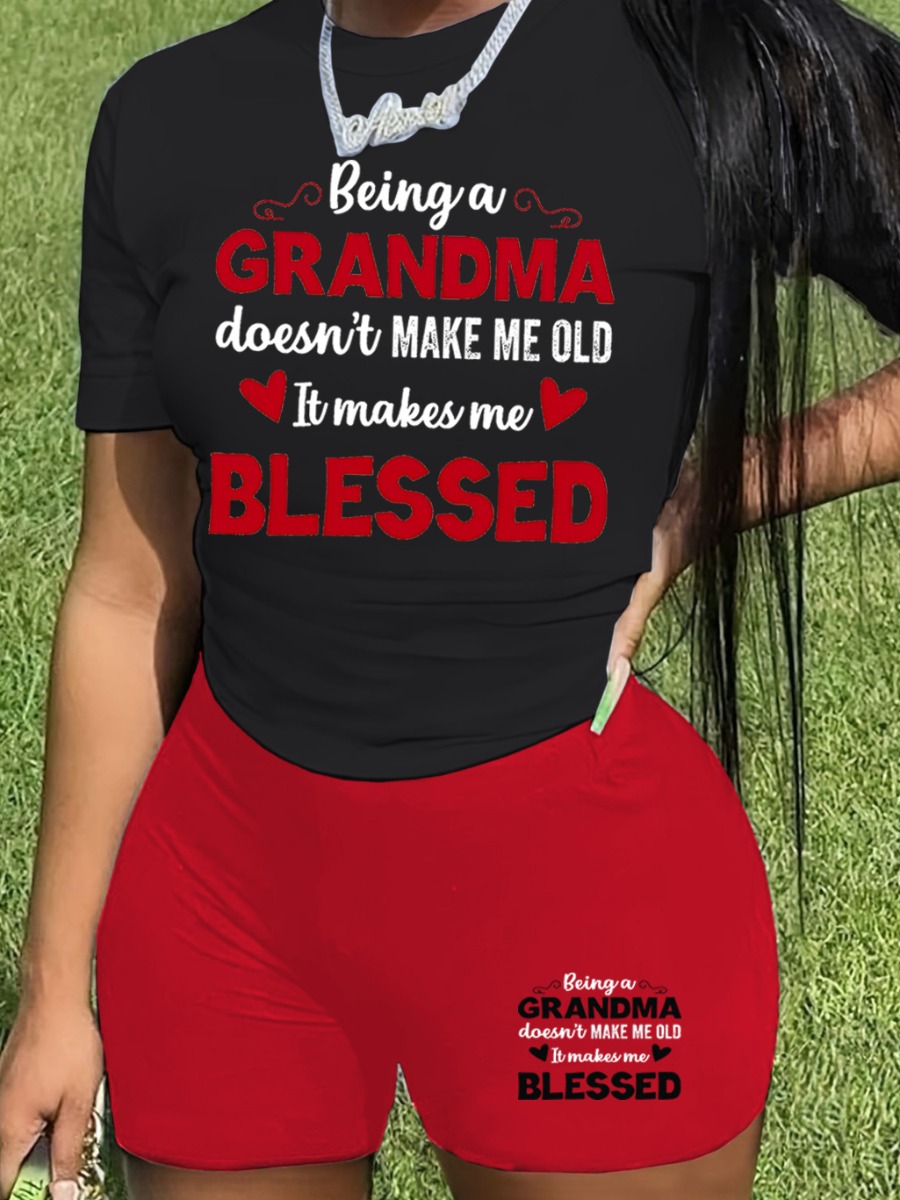 LW Heart Letter Print Regular Fit Shorts Set Sale | LovelyWholesale