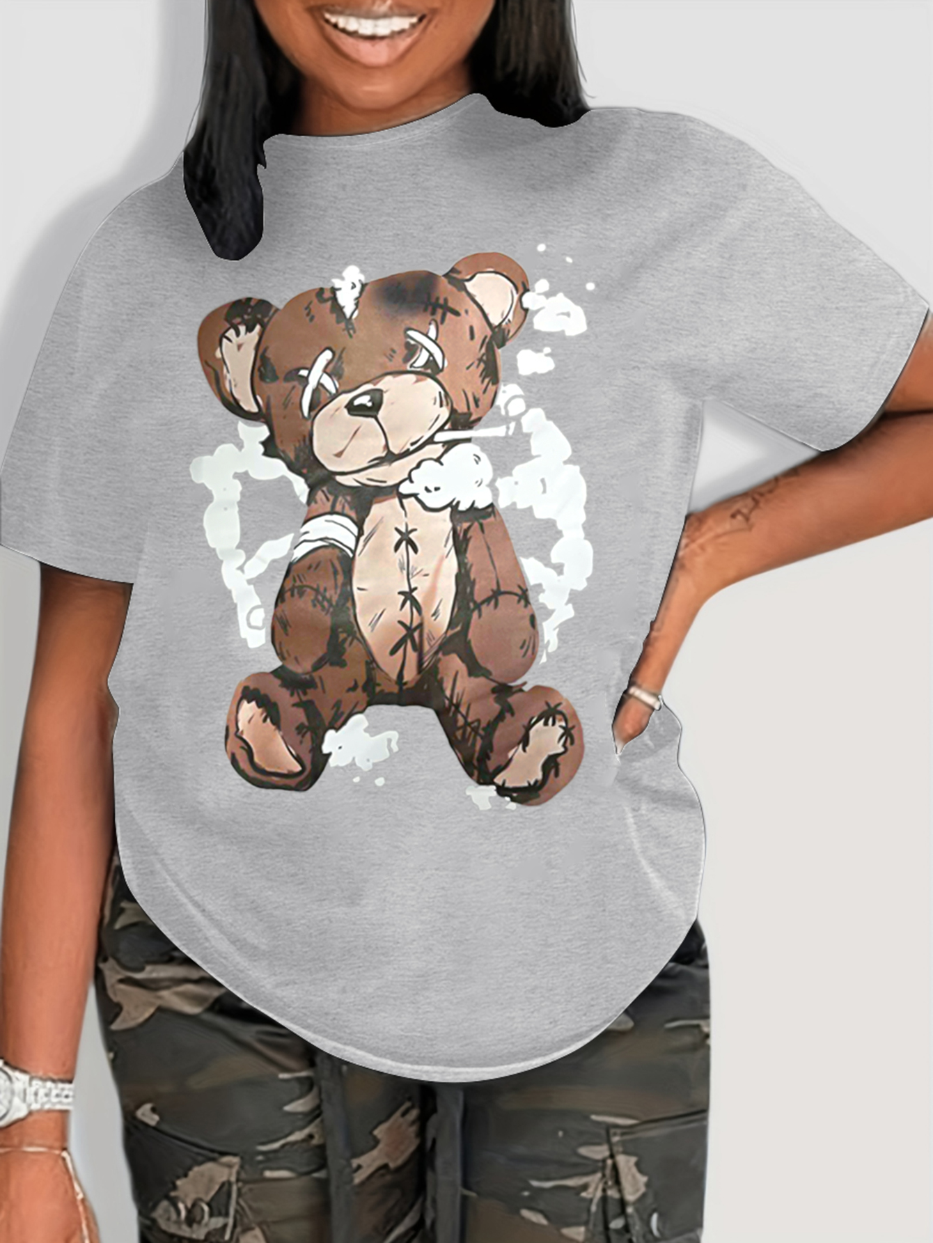 LW Round Neck Cartoon Print T-shirt Sale | LovelyWholesale